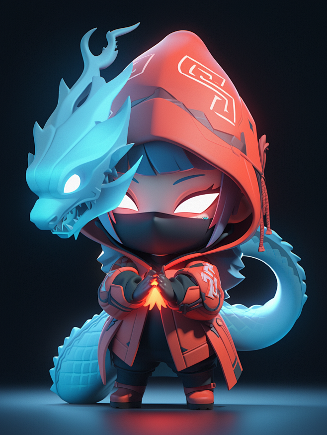 赤壁卡通芭比飞行龙睡衣精美光泽，粘土材料，PopMart风格，网络朋克，IP由PopMart，模型盲盒，圣图迪奥光前视图， 三维渲染，C4D ...