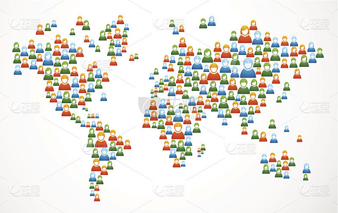 社交媒体网络人们的世界地图