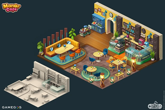 Isometric elements for 3D Game, Sprites Interior Confectionery Coffee ...