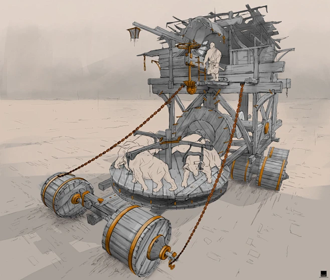 Weekly sketches #1, Sebastian Luca : Animal-powered vehicles-花瓣网