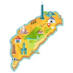 【米图网-52mitu.com】台湾 台北 台湾地图 宝岛台湾 台湾旅游 手绘地图 卡通地图手绘台湾旅游地图-花瓣网