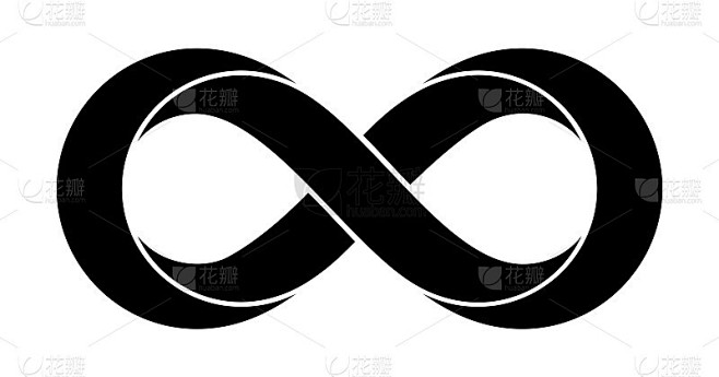 用莫比斯带制作的无限标志。程式化的永久象征。纹身平面设计插图。