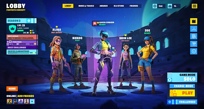 Fortnite concept ui UI/UX ui design user interface game game design ...
