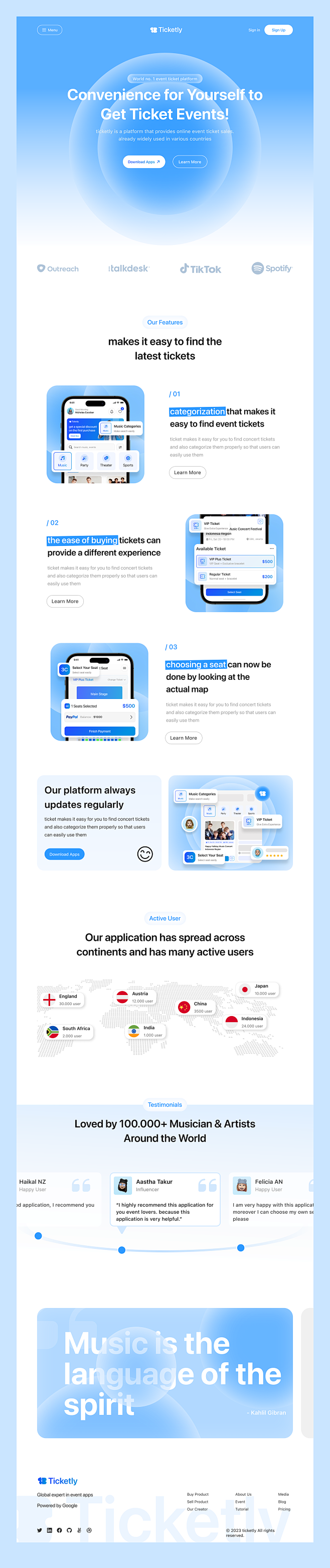 Ticketly - Landing Page by Ibnu Hasan Nur Alfaris for Vektora on Dribbble
