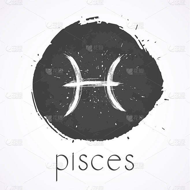 Vector illustration with Hand drawn Zodiac sign Pi素材-花瓣网