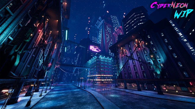 [UE4][WIP] CyberNeon Project 004, Junliang Zhang : Hi everyone, Here are CyberNeon WIP 004 ...