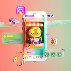 C4D banner-花瓣网|陪你做生活的设计师 | inema4d color digital idea Ocean Render