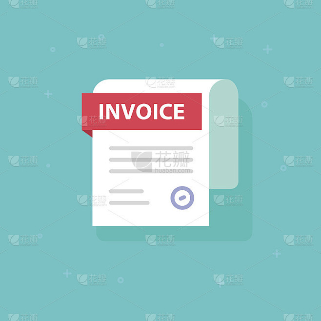 账单矢量图标，平面卡通发票纸文件，账单表单插图剪贴画