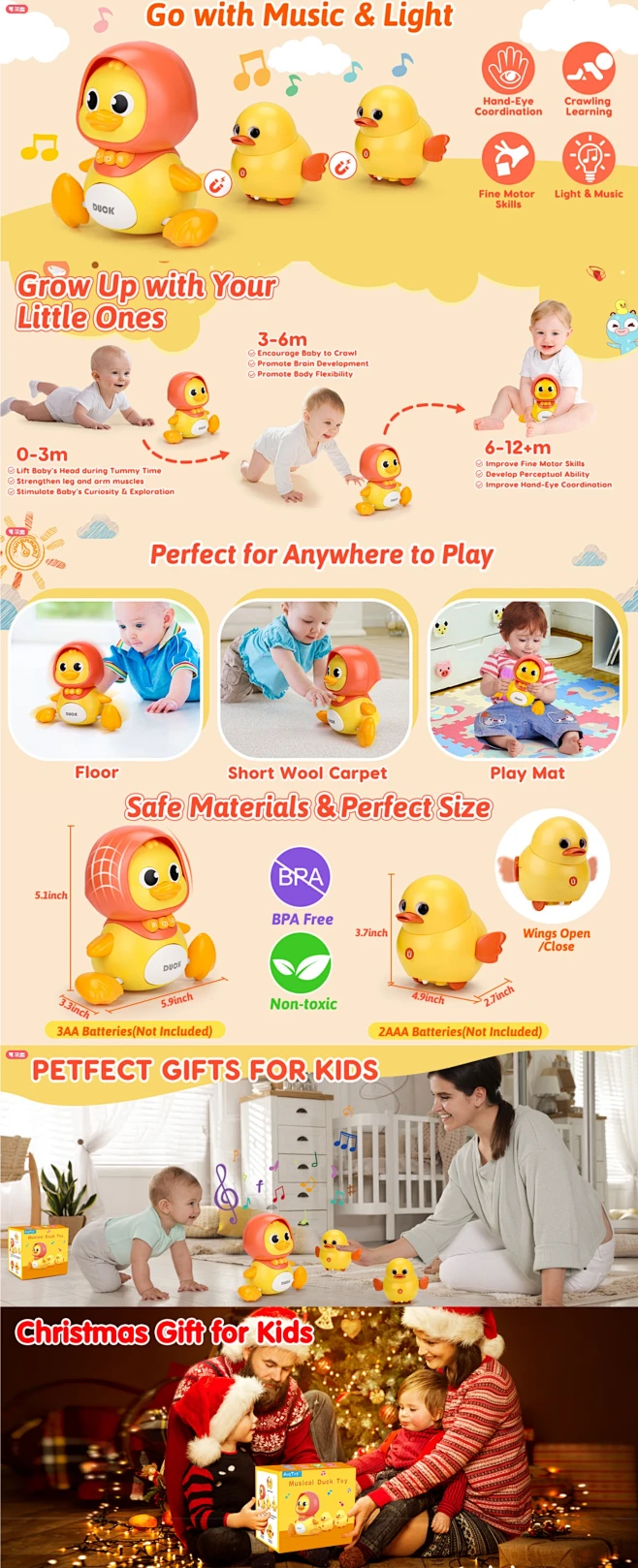 Amazon.com: Baby Musical Duck Toys Set with 2 Baby Ducks for 0-3 3-6-12 ...
