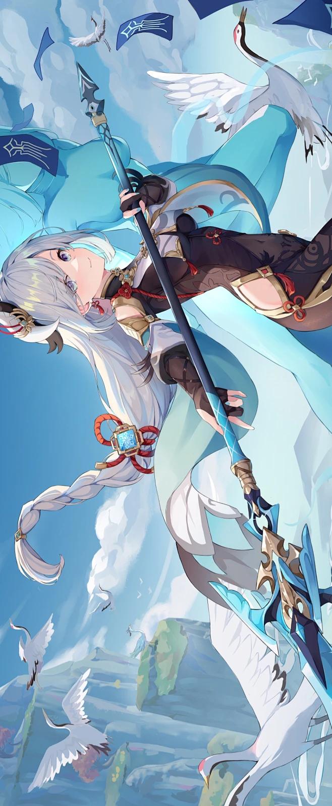 绊 二次元少女 动漫壁纸 原神 申鹤-花瓣网