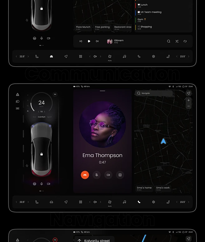 car interface Car UI ev ui hmi automative car UI ux car dashboard ...