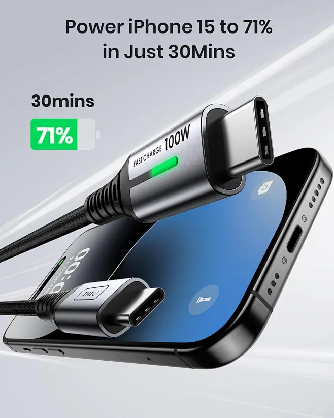 INIU USB C to USB C Cable, (6ft, 2-Pack) 100W USB C to C Fast Cha-花瓣网