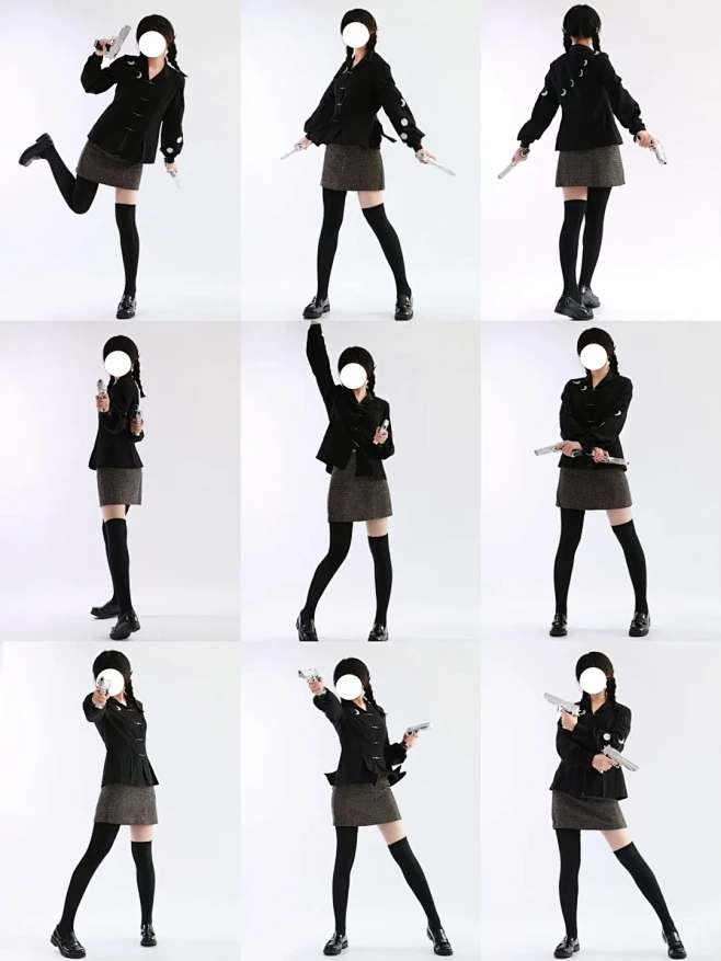 拍照姿势｜甜酷感双枪动态拍照动作参考-花瓣网