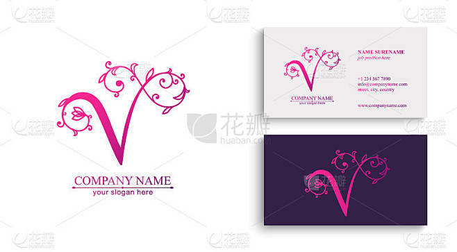 Premium Vector V标志。字母、字母和名片。精英公司的个人标志或标志。