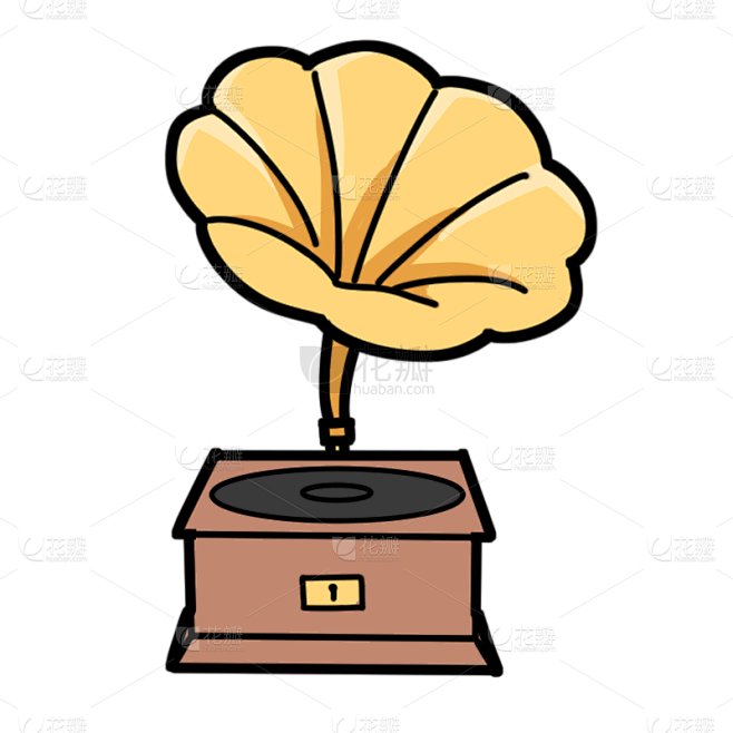 手绘风-卡通元素-唱片机