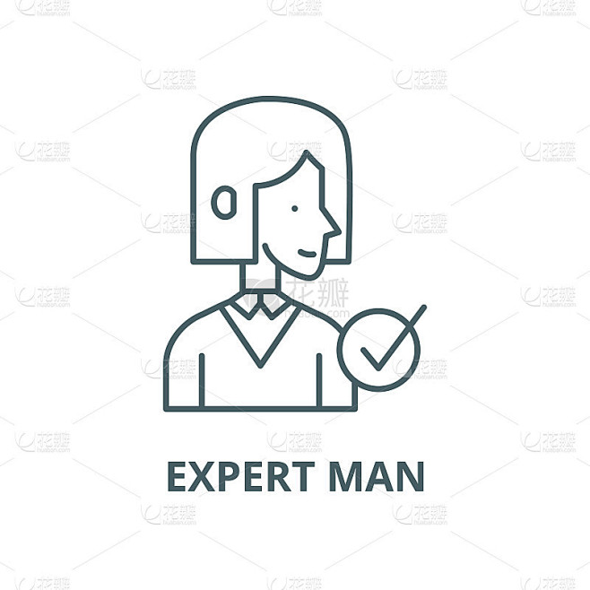 Expert man vector line icon, linear concept, outli