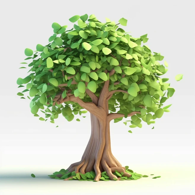 a 3d art tree with green leaves,Ficus religiosa L,White background,real ...