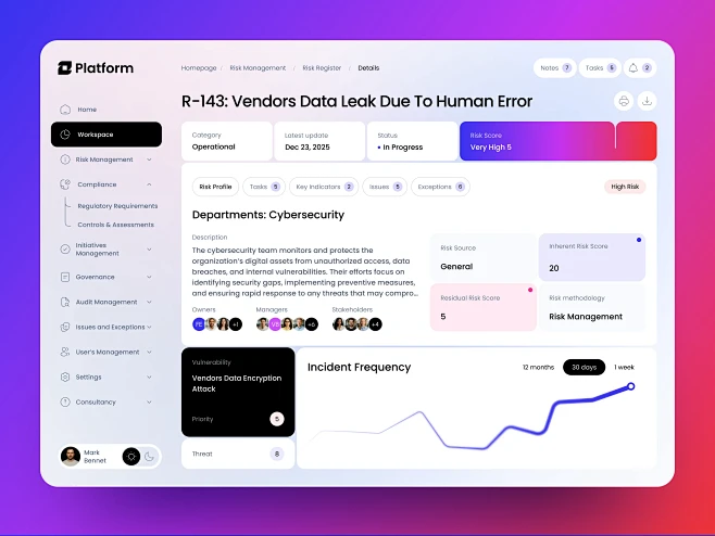 Dashboard UI - Risk Management Web App admin panel analytics cyber security dashboard dashboard ...