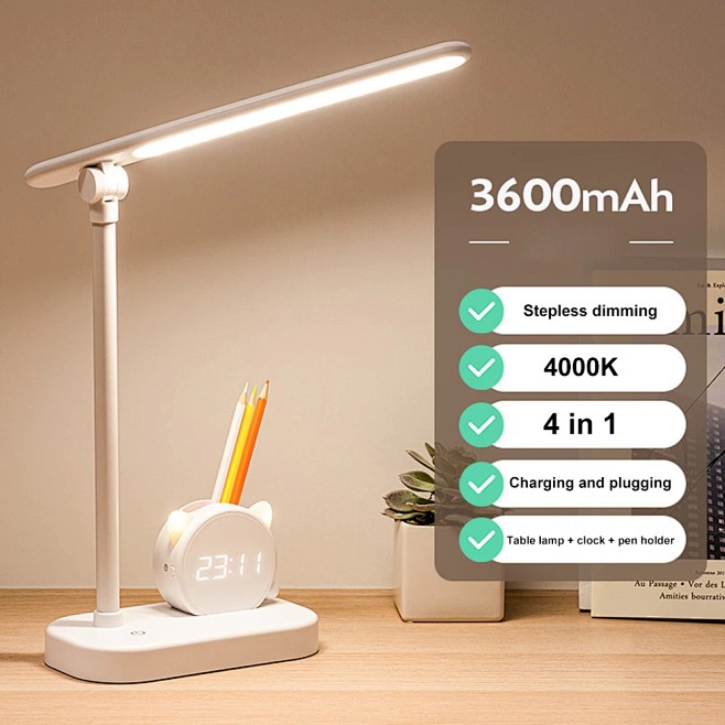 Modern-Study-LED-Office-Desk-Lamp-Touch-Dimmable-Foldable-With-Clock ...