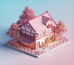 C4D-2.5D房间 小场景-花瓣网|陪你做生活的设计师