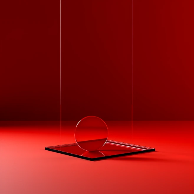 Acrylic plate, red, geometry, minimalism, technical 3D, surrealism ...