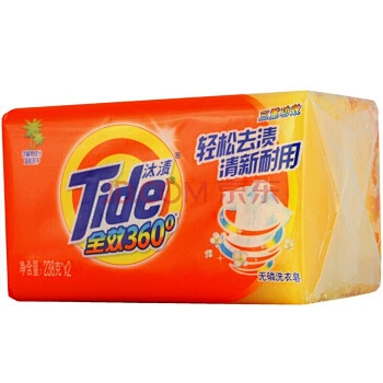 汰渍（TIDE） 全效360度 肥皂 洗衣皂 三重功效 238g*2块-花瓣网