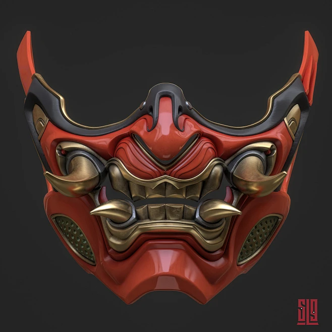 Oni Mask 3D Print-花瓣网