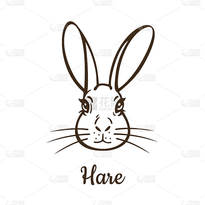 线条画，兔子的剪影素材-花瓣网