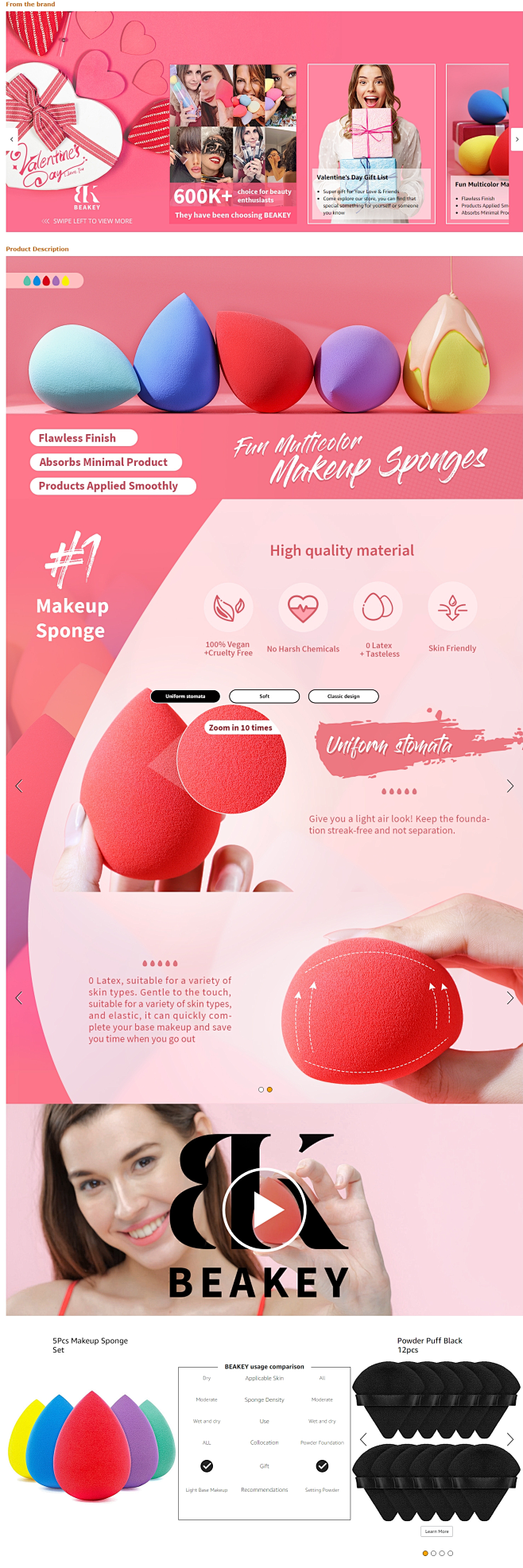 Amazon.com : BEAKEY Makeup sponge, Latex Free Makeup Sponges for ...