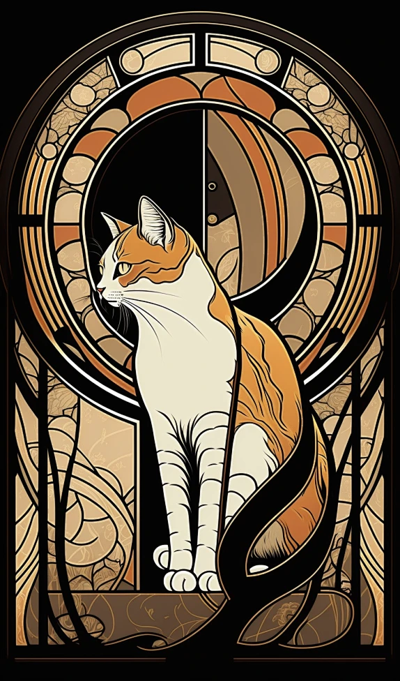 Art Deco Cat-花瓣网