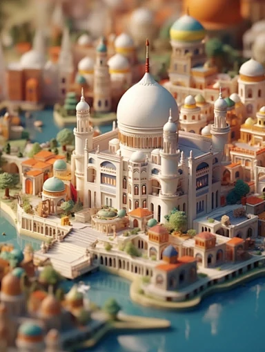 miniature,super cute clay world,a toy model of a city including the ...