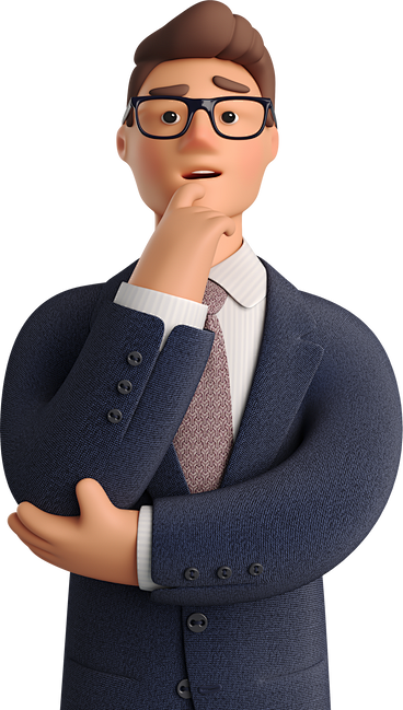 pondering businessman in dark blue suit PNG, SVG
