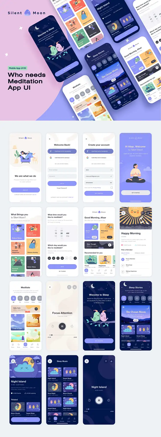 app ui界面设计冥想睡眠冥想APP睡眠APPUI设计-花瓣网