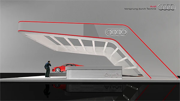 exhibicion audi R8 : diseño de un stand para la exhibicion del audi R8-花瓣网