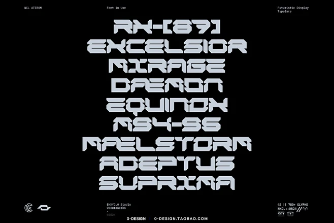 Aterom未来科幻机能电竞游戏科技海报封面标题赛博朋克英文字体包-花瓣网