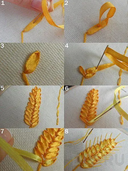 Ribbon embroidery wheat-花瓣网