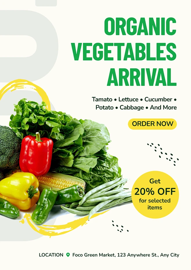 Organic Fresh Vegetables Discount Sale Advertising Food Poster素材-花瓣网