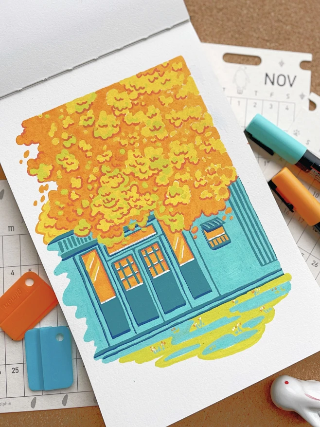 手绘丙烯马克笔系列插画_冰猫W__插画师作品_涂鸦王国gracg.com-花瓣网