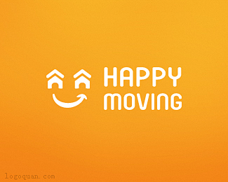 标志说明：国外HAPPY MOVING搬家公司logo设计欣赏。