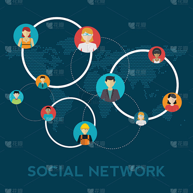 Social media network connection concept.