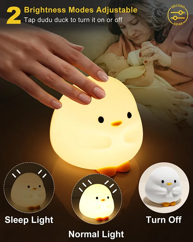 Emmanoth DuDu Duck Night Light, Cute Duck Lamp, Squishy Silicone ...