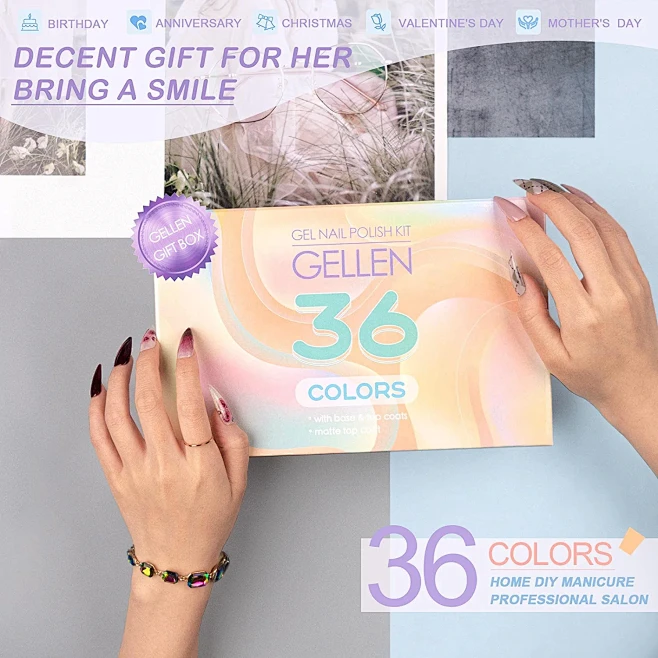 Amazon.com : Gellen Gel Nail Polish Kit - Fall Winter Gel Polish Set 36 ...