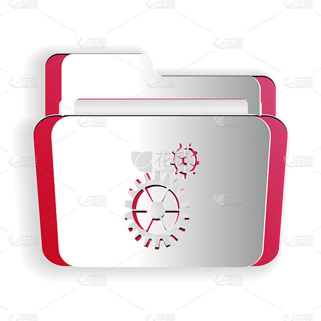 Paper cut Folder settings with gears icon isolated