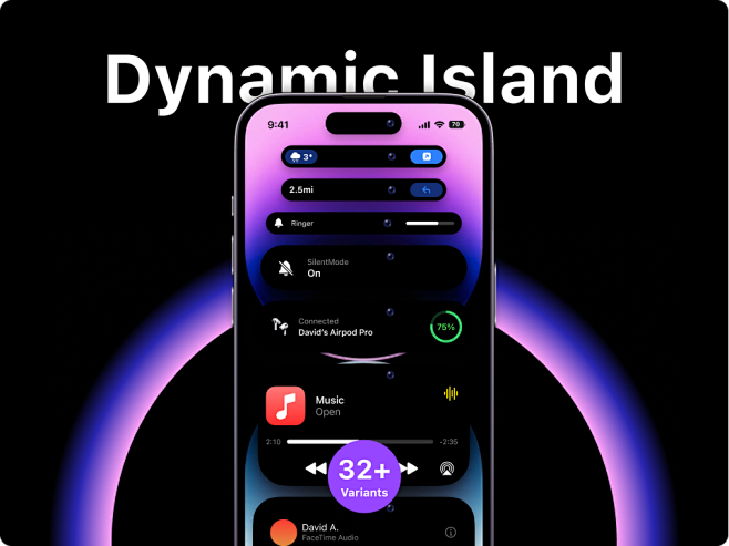 iPhone Dynamic Island 灵动岛UI .fig素材下载 - 豆皮儿UI