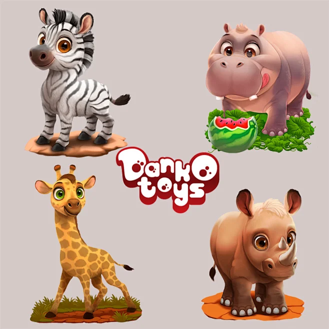 2D animals art cards cartoon cute game toys-花瓣网