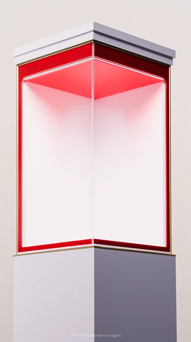 **White gold on red merchandise display stand-花瓣网