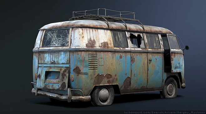 Volkswagen T1 Rusty, Sergey Ryzhkov : Game low-poly 3d-model of rusty ...