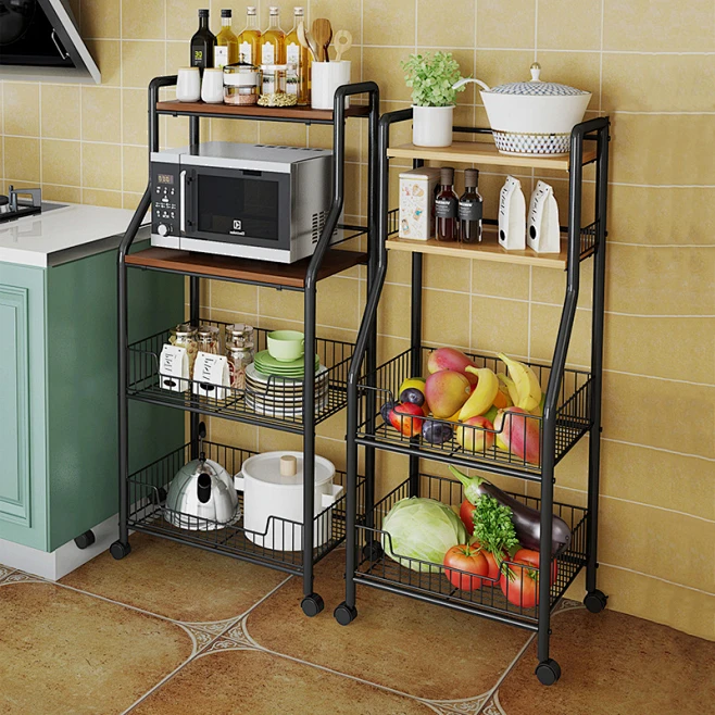 Modern Furniture Black 4 Tiers Kitchen Trolley Stand Oven Rack ...