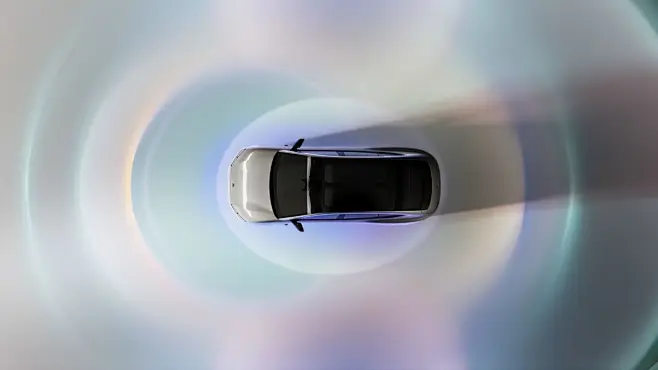 This may contain: an overhead view of a car driving through a circular ...