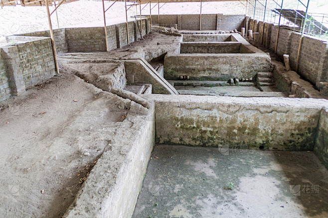 靛蓝设施的废墟在1658年的火山爆发中被毁，圣安德烈斯考古遗址，萨尔瓦多